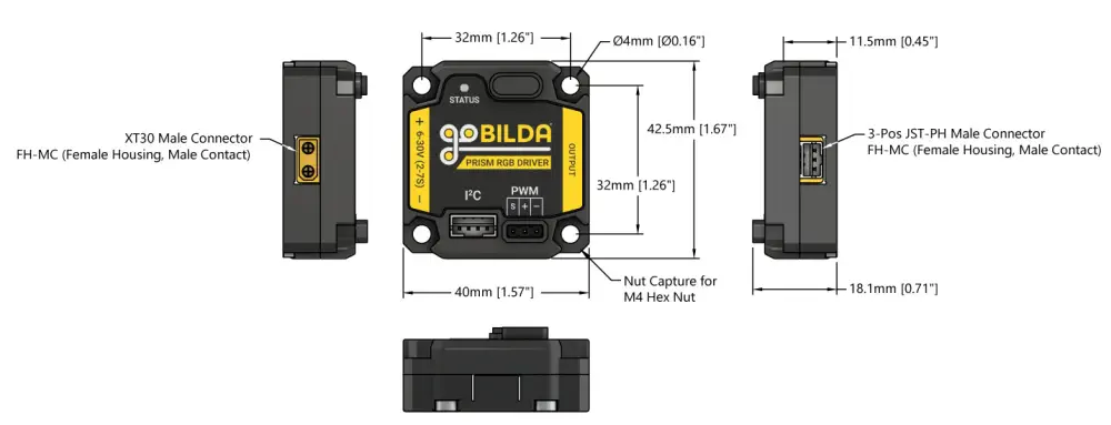 ServoCity Prism RGB LED Driver (6-30V Input, I²C / PWM Control) - RobotShop