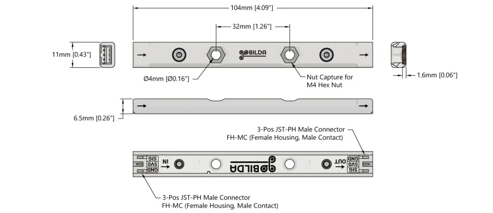 ServoCity Prism RGB LED Stri, 104mm Length, 6 LEDs (2x) - RobotShop