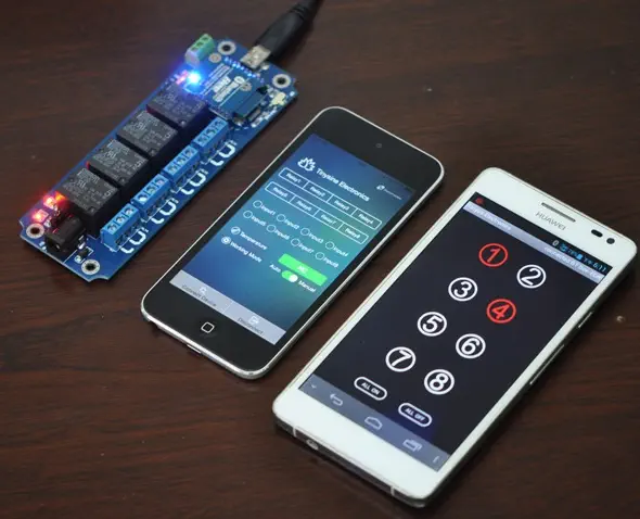 Tinysine TOSR04 - 4 Channel Smartphone Bluetooth Relay Kit - (Android/iOS) - RobotShop